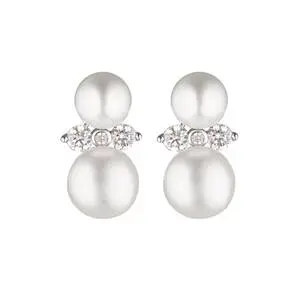 STEPHANIE BROWNE AUSTRALIA White / Silver Audrey Pearl Earrings - White/silver