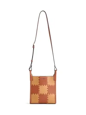 ORANGE CUBE Small Square Stitch Tote Bag & Latte - Brown