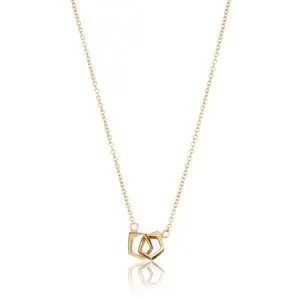 LILY & ROO Solid Interlinking Two Ring Necklace - Gold