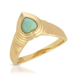 GLAMROCKS JEWELRY Heart Of Stone Ring Larimar - Gold