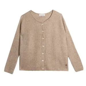 BEL CASHMERE Camille Cashmere Cardigan Beige Jaspe - Brown