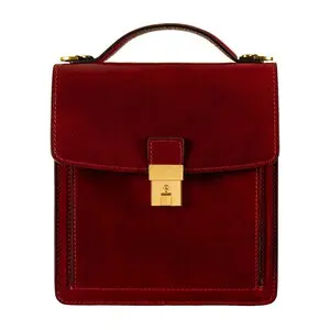 TIME RESISTANCE Small Leather Briefcase Walden - Red