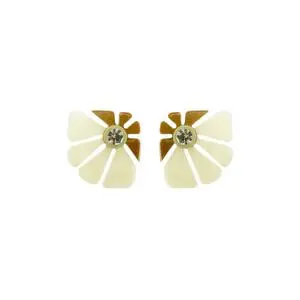 GISSA BICALHO Neutrals Handmade Acrylic Earring Alecrim Cream - White