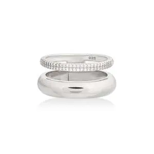 SHABELLA NYC Pave Dual Ring - Silver