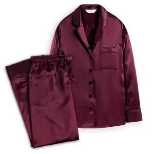 SILK WORKS Plum Pyjama Set - Red