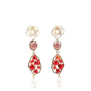 ADDICTED2 Red / Gold Giunone Chandelier Earrings Red Color - Red/gold