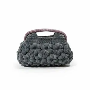 SPRINGMOONATELIER Velvet Hand-knitted Designer Bag – Elegant, Soft, And Unique Grey