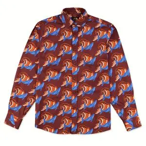 GRESHAM BLAKE Burgundy & Blue Whale Shirt - Brown