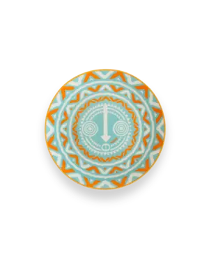 Mojjere Fine Porcelain Dessert Plate Lagoon Blue &orange Design - Blue/orange