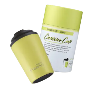 Fressko Camino 12oz / 340ml Reusable Coffee Cup, Stainless Steel Sherbet - Yellow