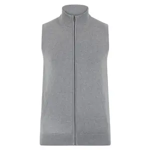 PAUL JAMES KNITWEAR Lightweight Cotton Zip Through Andrew Gilet Ash - Grey