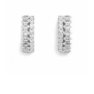 MAISON DE GALA Crystal Pavé Bar Earrings - Silver