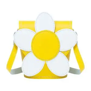 ZATCHELS White / Yellow Handmade Leather Daisy Barrel Bag Pastel Yellow - White/yellow