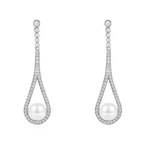 LATELITA Cradled Pearl Drop Earrings - Silver