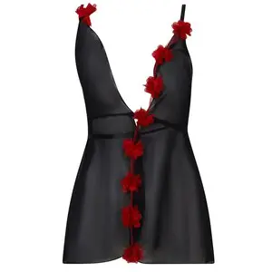 BELLE ET BON BON Black / Red New Edition Fifi Valentines Cherry Petal Wrap Slip - Black/red
