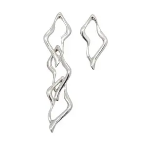 DARIA PACELLI JEWELRY Polaire Asymmetrical Earrings In Sterling - Silver