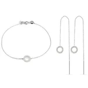 SPERO LONDON Circle Bracelet & Circle Drop Earring Set In Sterling - Silver