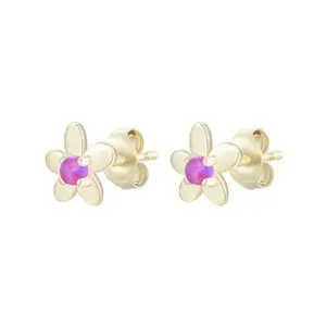 KAMARIA Mini Flower Opal Stud Earrings - Fuchsia Pink
