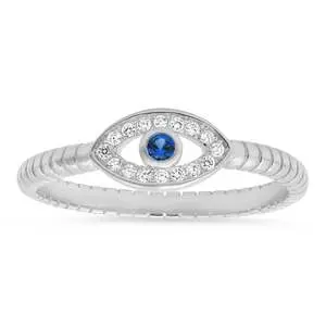 KYLIE HARPER Sterling Petite Diamond Cz Evil Eye Ring - Silver