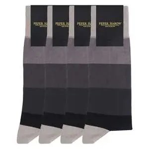 PEPER HAROW - MADE IN ENGLAND Grooms’s Socks Bundle Block Stripe Ash - Grey