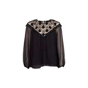 ROSE & NANCY Bea Sequin Blouse - Black