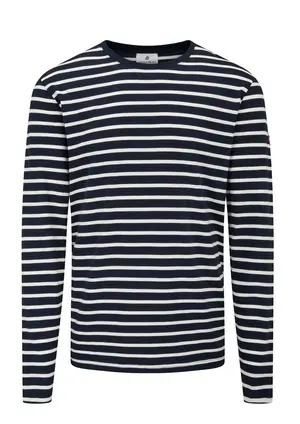 ARTHUR BEALE Marina Cotton Striped Long Sleeved T-shirt - Blue/white