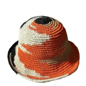 SPRINGMOONATELIER Rainbow Raffia Hats - Orange