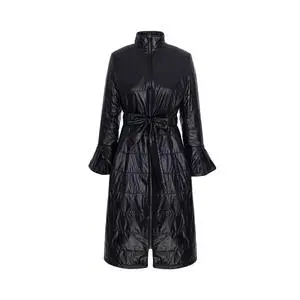 CONCEPT A TROIS Quilted Midi Jacket With Collar & Drawstring At The Waist