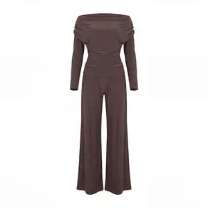 ATOM LABEL Carbon Jumpsuit With Sleeve In Chocolate - Brown