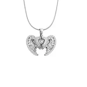 MAISON DE GALA Heart Wing Pendant Necklace - Silver