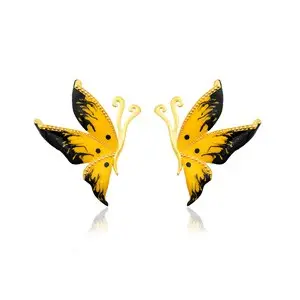 MILOU JEWELRY Yellow Butterfly Earrings - Orange
