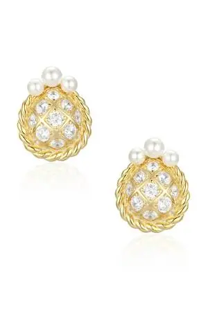 SANTINNI Blenheim’ Freshwater Pearl -plated Silver Earrings - Gold