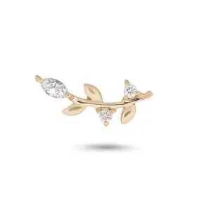 ZOHREH Diamond Leaf Flat Back Earring 9k - Gold