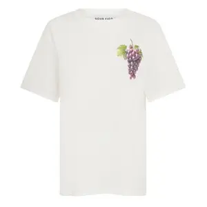 SOUR FIGS White / Red Red Grape Print  T-shirt In White - White/red