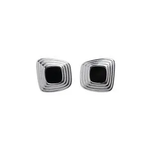 MISS CECILIA Black / Silver Frame Noir Studs - Black/silver