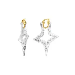 GOLD & HONEY Clear Bamboo Star Hoop Earring - Gold