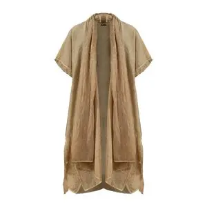 ZHENABIA Shawl Kimono Desert Sand Hooded Kimono - Brown