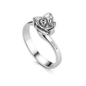 UNALOE Sterling Rose Ring – Elegant Floral Symbol Jewelry - Silver