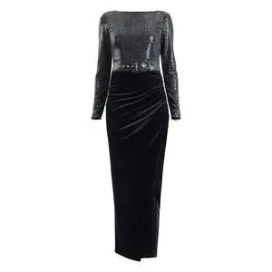 MEEM LABEL Garbo Sequin And Velvet Dress - Black