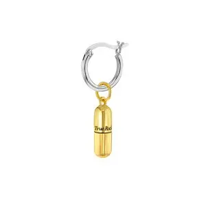 TRUE ROCKS 18kt Plated Mini Pill Charm On Sterling Silver Hoop - Gold