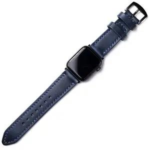 ROARCRAFT Black / Blue Custom Made Apple Watch Strap Indigo Blue - Black/blue