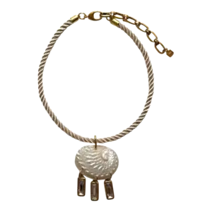 SCCOLLECTION Capri Crystal & Seashell Rope Choker - White