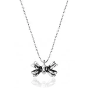 UNALOE Sterling Bow Necklace – Ribbon Pendant Fine Jewellery - Silver