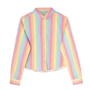 YORSTRULY Mini Poplin Overshirt Rainbow - Blue/white