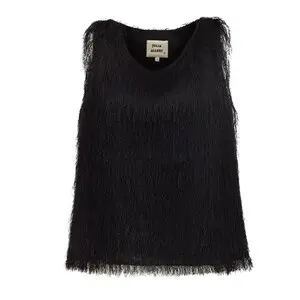 JULIA ALLERT Fringe Sleeveless Top - Black