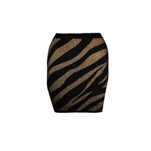 TOUCH BY ADRIANA CAROLINA Black & Metallic Knit Mini Skirt - Gold