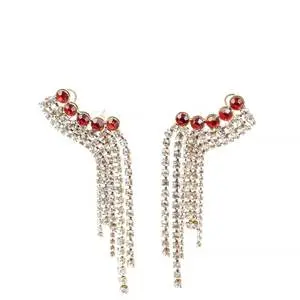 ADDICTED2 Gold / Red / Neutrals Ilizia Earrings With Red Crystals & Rhinestone Cascades - Gold/red