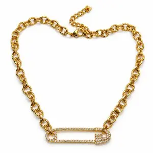 JAGGED HALO JEWELRY Safety Pin Necklace - Gold