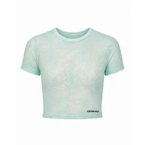 Carmen Says Mist Aqua Lace Cropped T-shirt - Blue