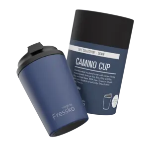 Fressko Camino 12oz / 340ml Reusable Coffee Cup, Stainless Steel Denim - Blue
